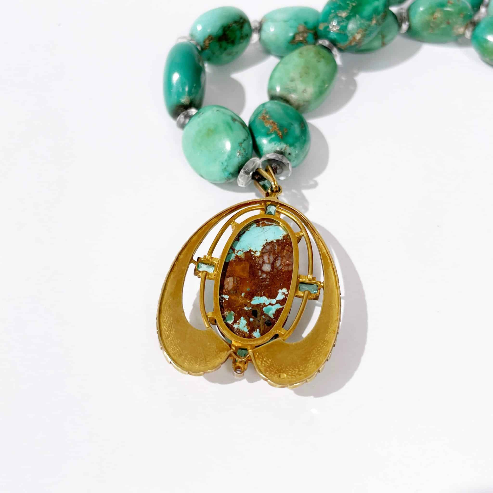 Sautoir turquoises, émeraudes, onyx et diamants "Anatolia" | ÓNÍSÌ PARIS