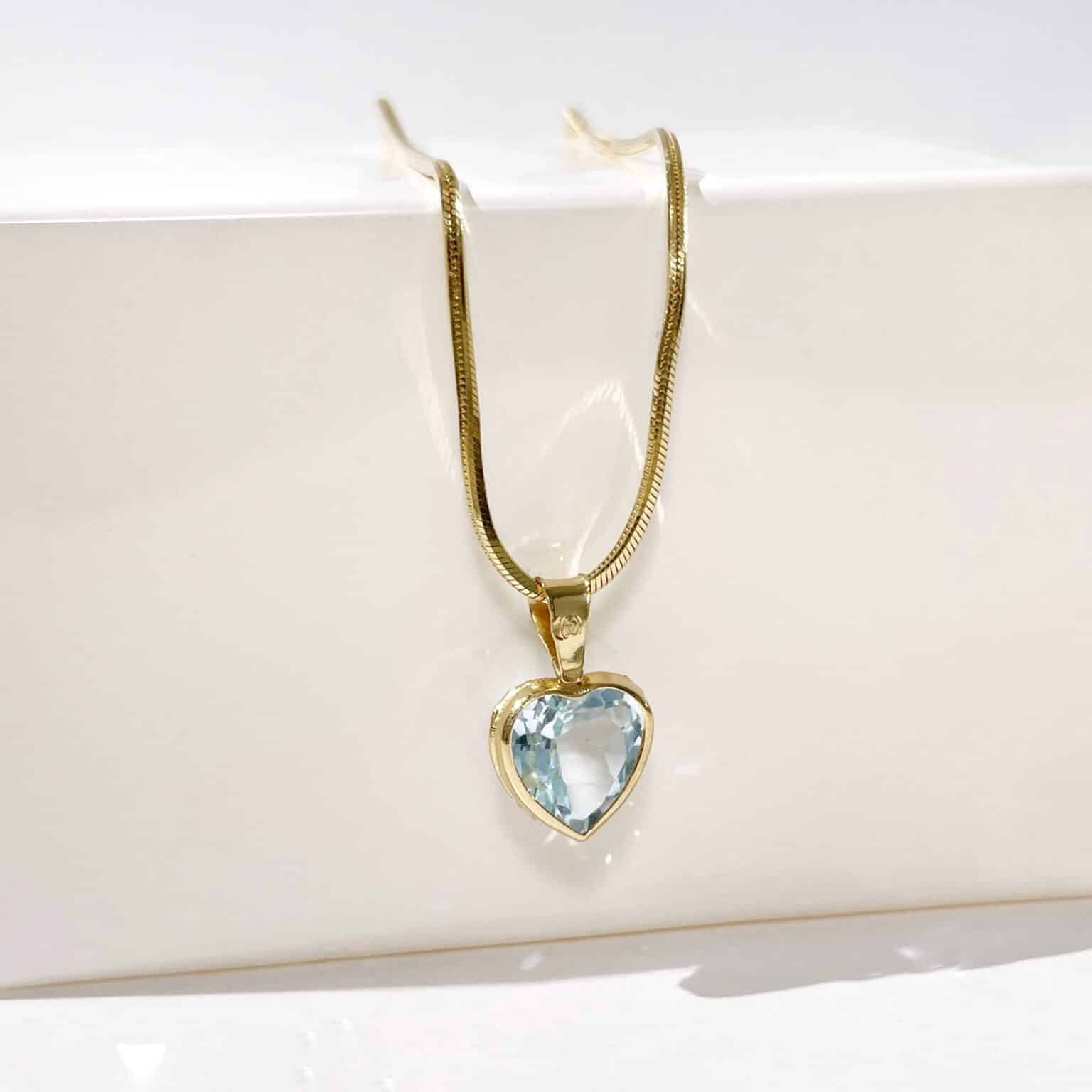Pendentif coeur or et aigue marine "Aurena" | ÓNÍSÌ PARIS